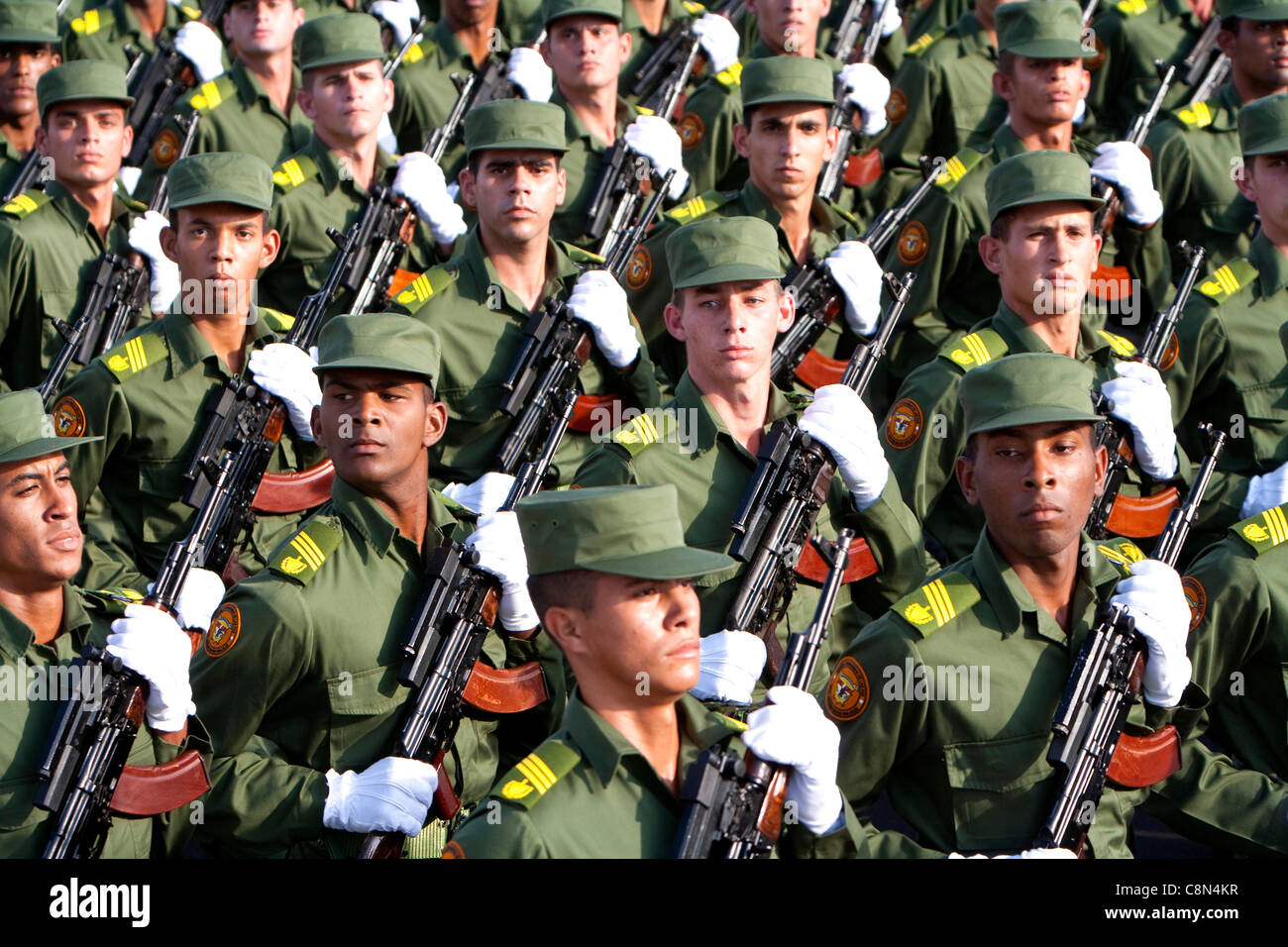 Soldiers march at military parade in Havana, Cuba commemorating the ...