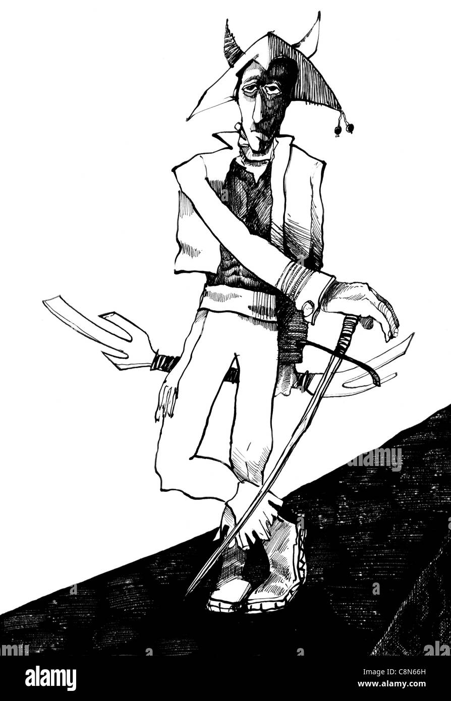 drawing illustration of ancient fantasy warrior with sword Stock Photo ...