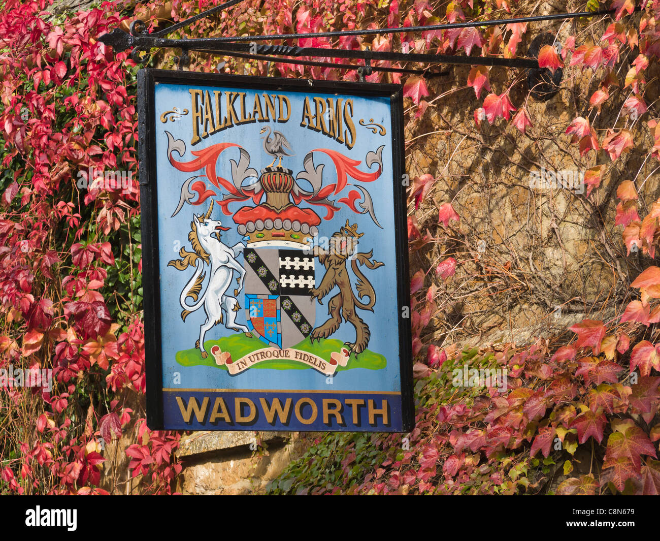 Falkland Arms pub sign, Great Tew, Oxfordshire, England, UK Stock Photo ...