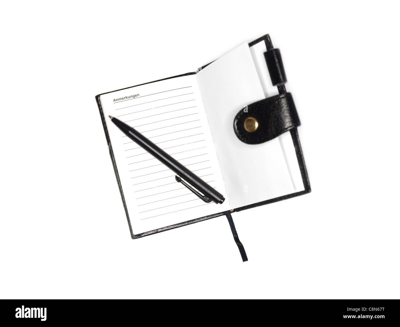 old-fashioned note book with pen, isolated on white Stock Photo - Alamy