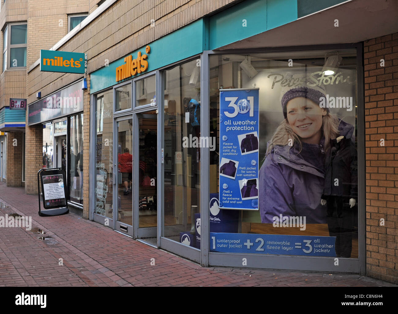 Millets outdoor clothing retail store shop in Brighton UK Stock Photo ...