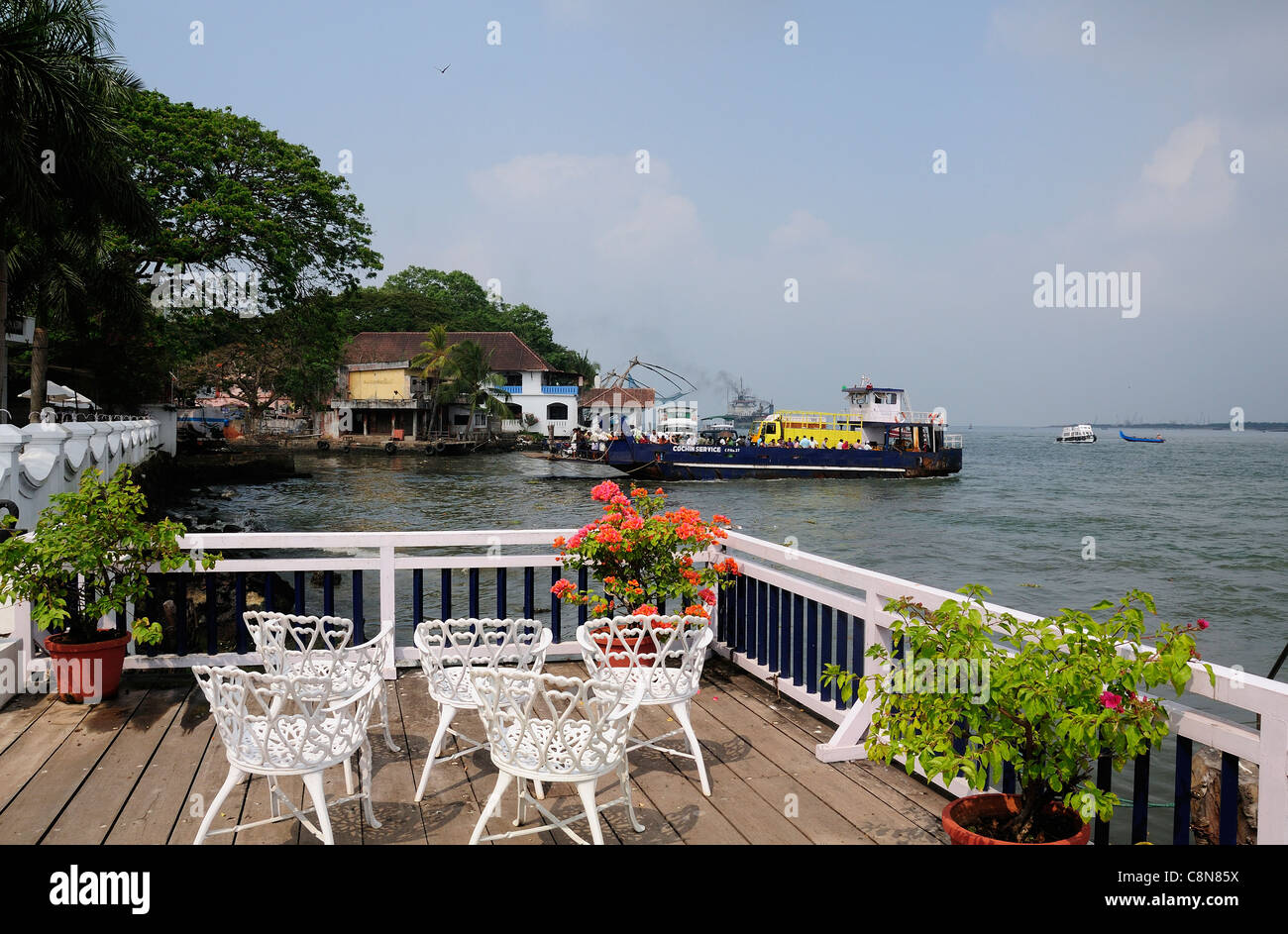 Overlooking the Fort Cochin Vypeen Ferry Terminal from the terrace of ...
