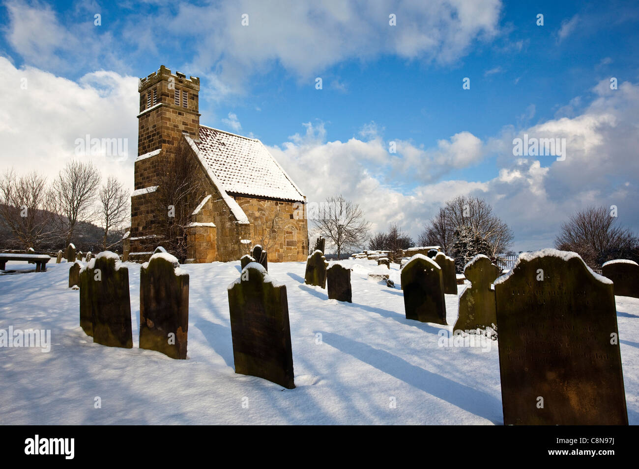 Upleatham little Church of St Andrew in winter, near Guisborough ...