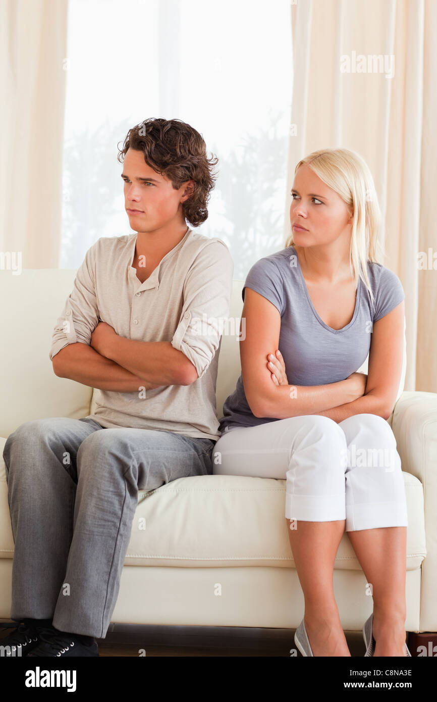 Portrait of an upset couple after an argument Stock Photo - Alamy
