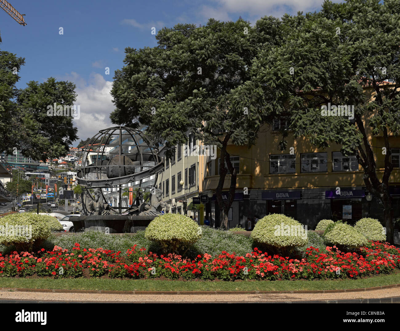 Rotunda Do Infante roundabout in the town city centre Funchal Madeira ...