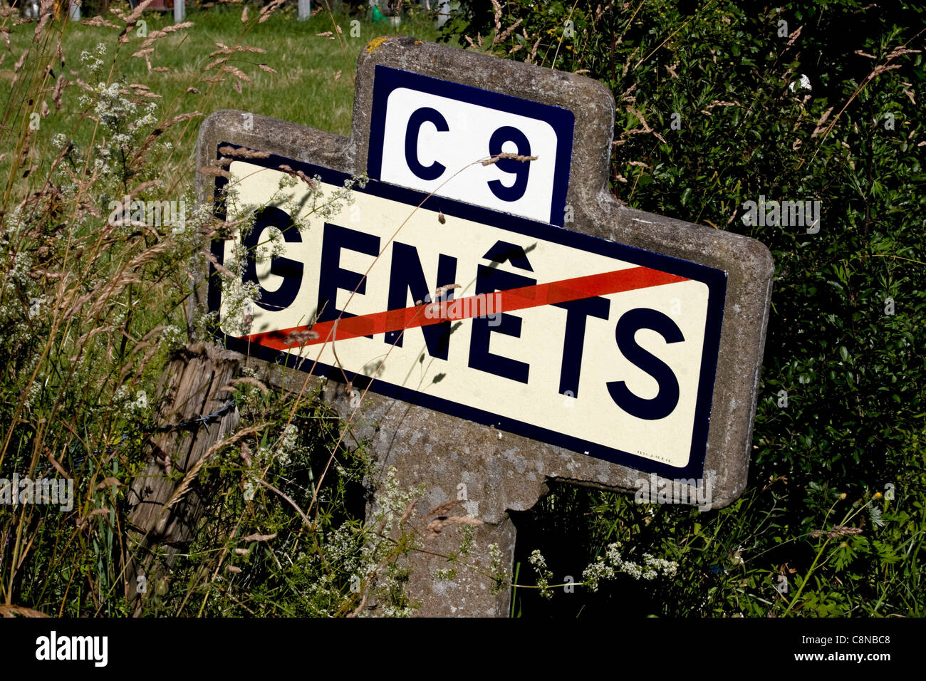 France, Normandy, Genets, Village end sign Stock Photo - Alamy