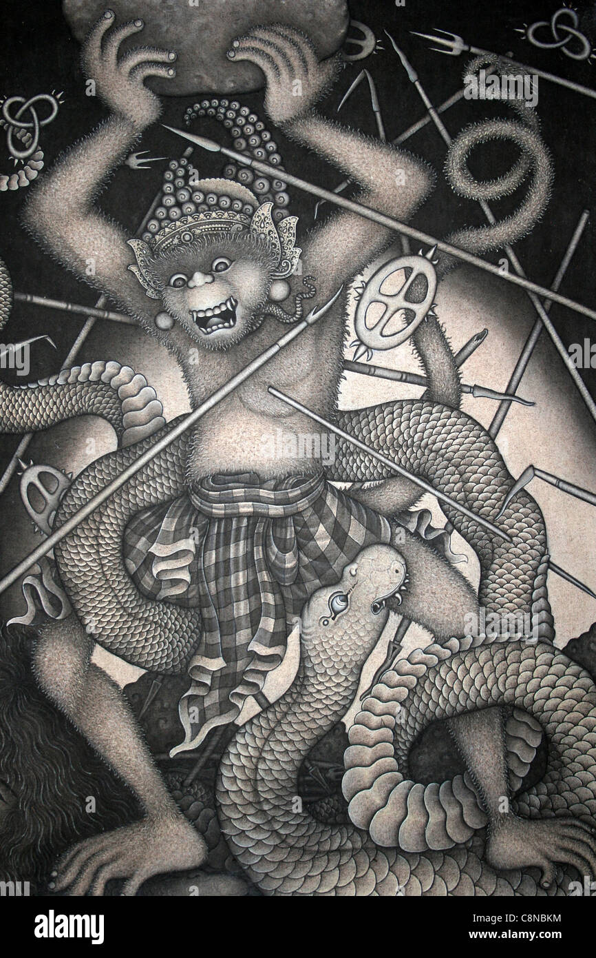 Painting Showing A Snake Biting Lord Hanuman Stock Photo - Alamy