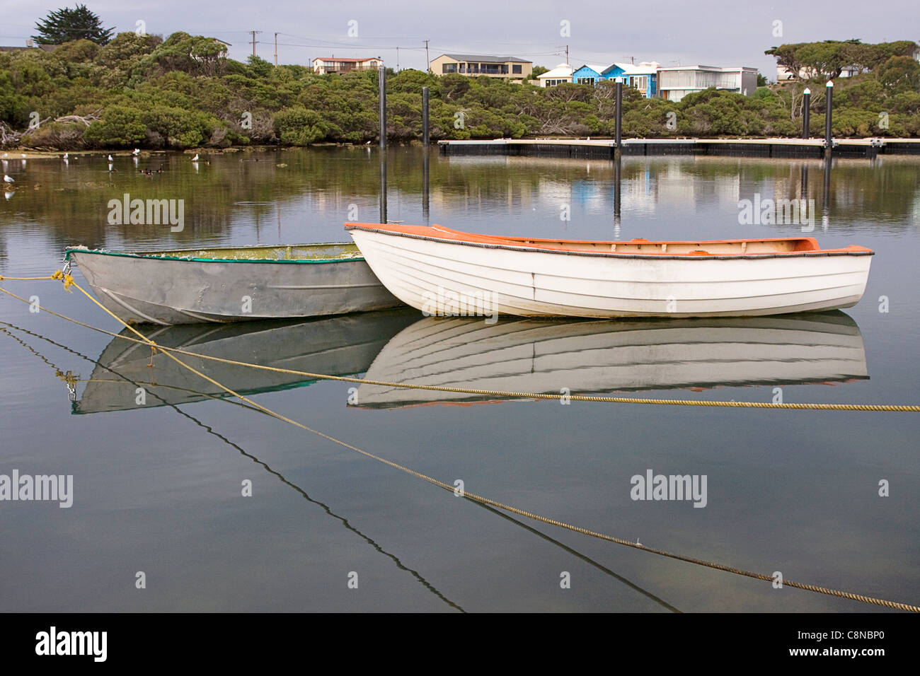 Australia, South Australia, Limestone Coast, Robe, View of boats moored ...