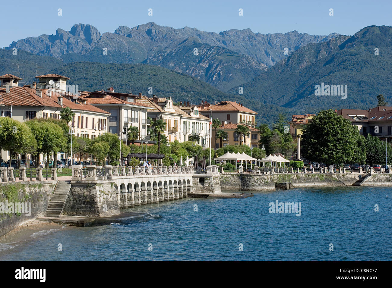 Italy, Piemonte, Baveno, view of seafront on Lago Maggiore Stock Photo ...