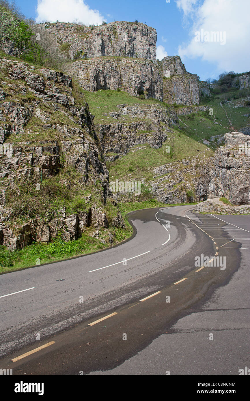 Great Britain, England, Somerset, Cheddar, Cheddar Gorge, Route running ...