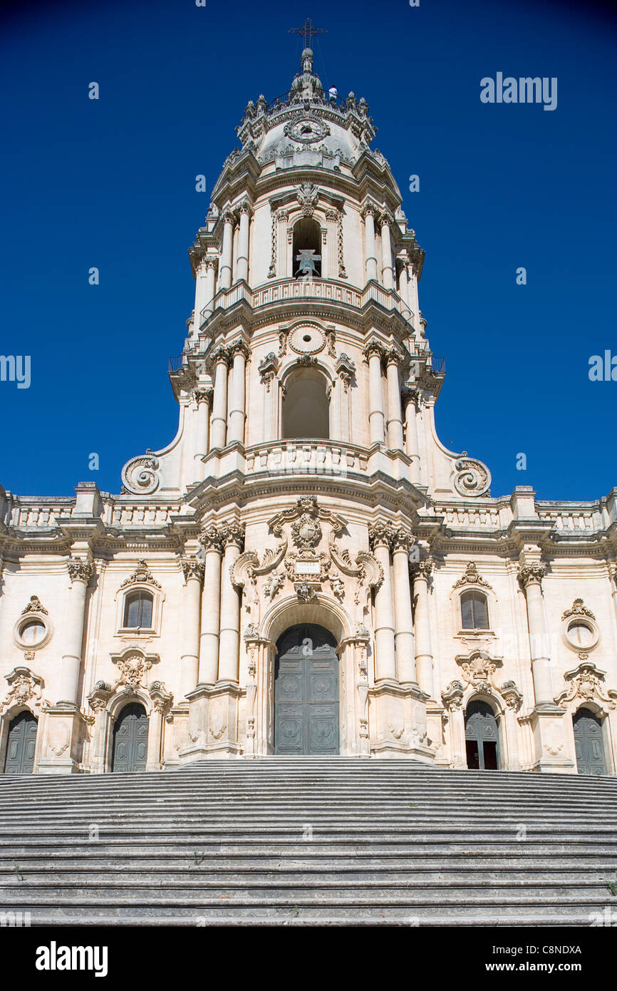 Italy, Sicily, Modica, Church of San Giorgio, steps leading up to ...