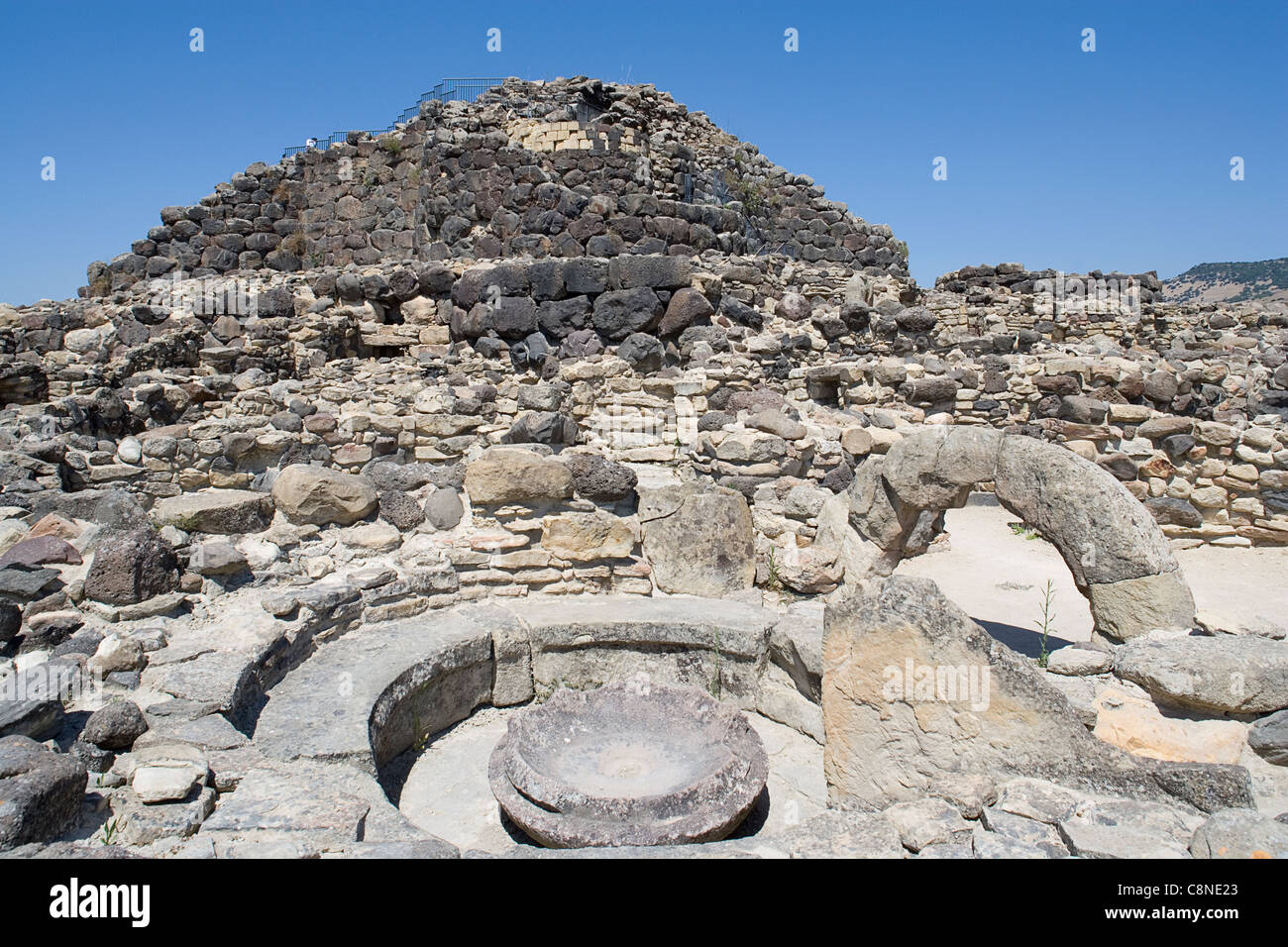 Italy, Sardinia, Nuraghe Su Nuraxi, view of the remains of Nuragic ...