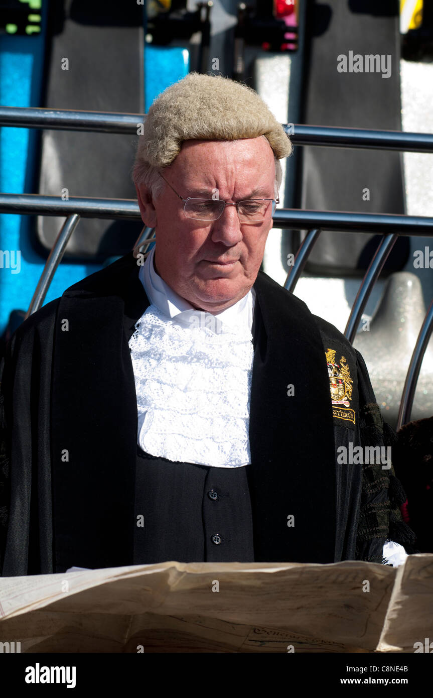 Town Clerk at Mayor`s official opening of Warwick Mop fair, Warwick, UK ...
