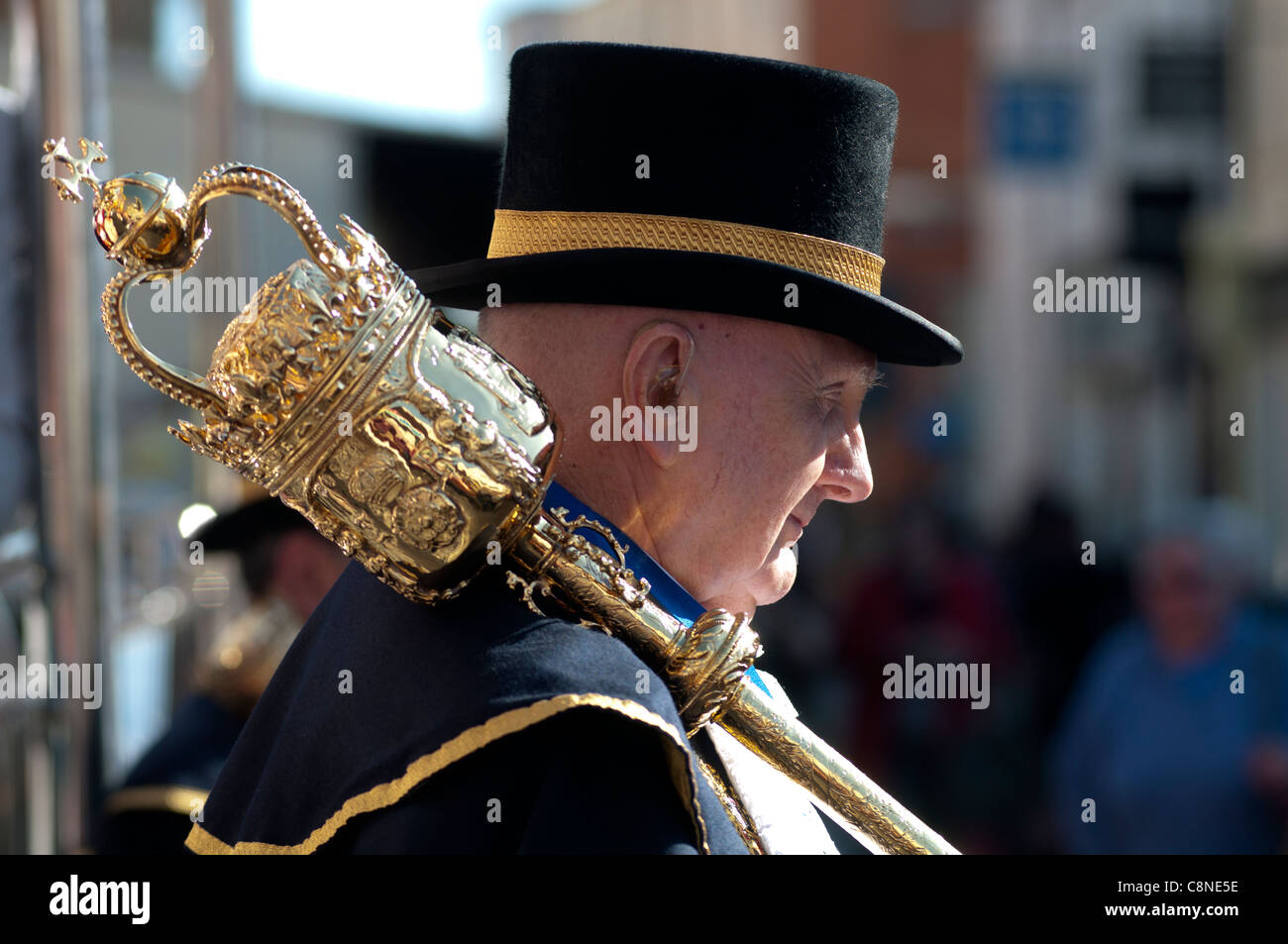 Mace Bearer at Mayor`s official opening of Warwick Mop fair, Warwick ...