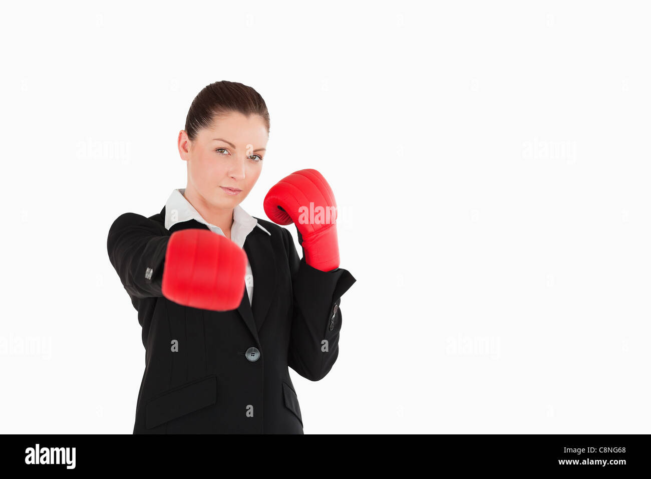 Good looking woman wearing some boxing gloves Stock Photo - Alamy
