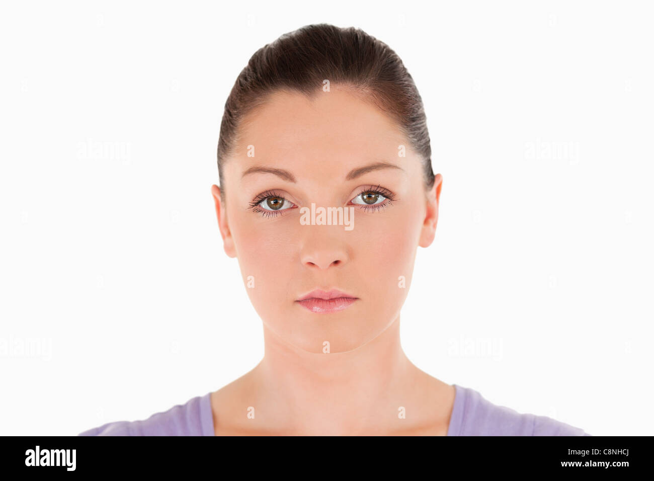 Portrait of an upset woman posing while standing Stock Photo - Alamy