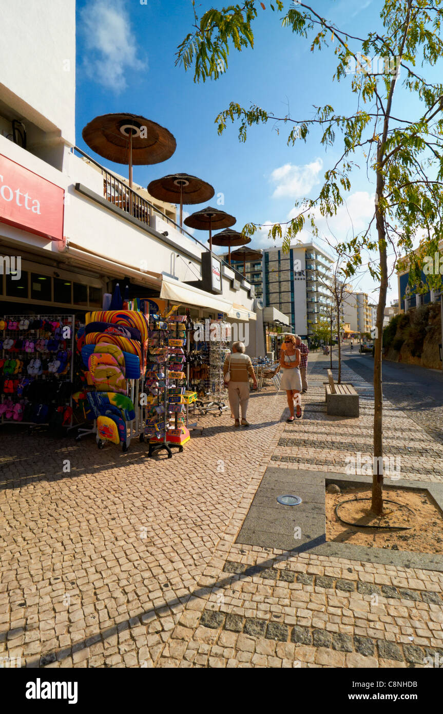 Main tourist area of Praia da Rocha with shops, hotels, apartments and ...