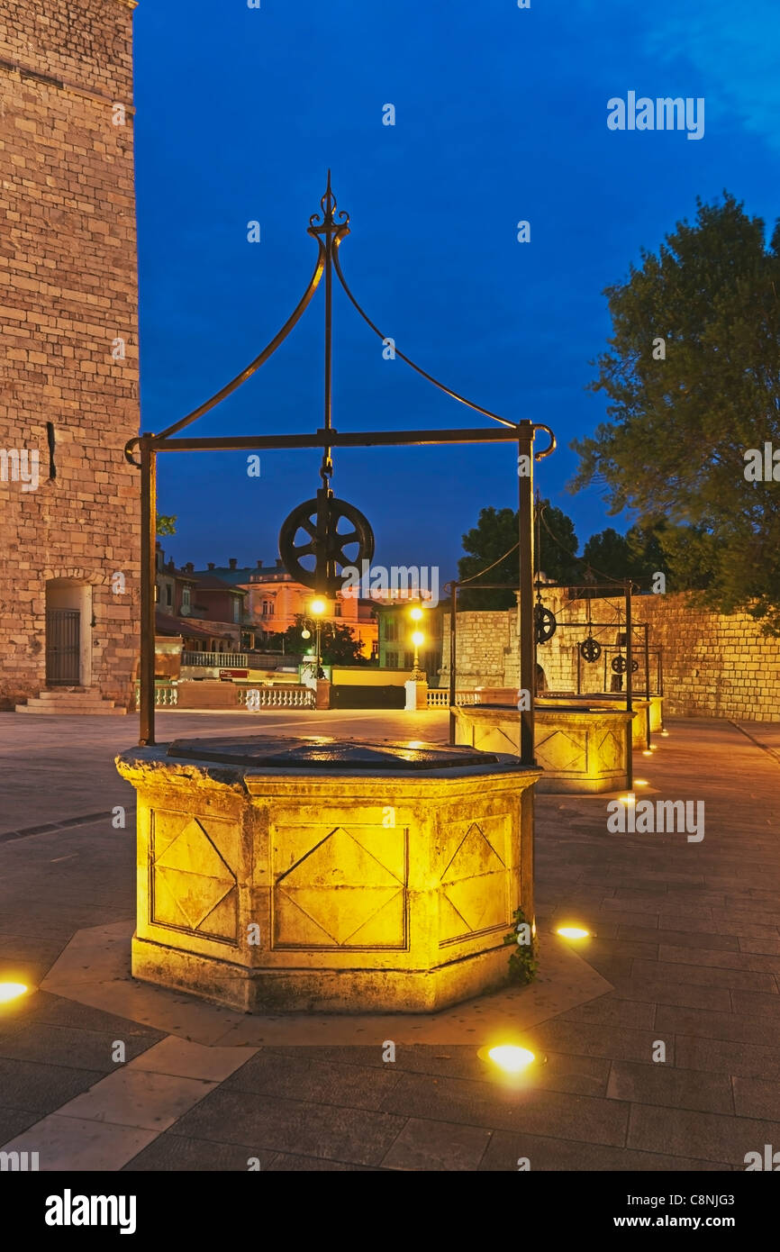 The Five Wells Square in front of the city wall and the Captain's tower ...