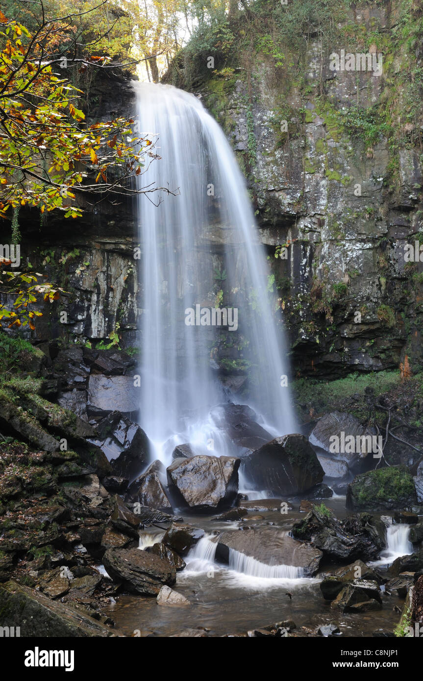 Melincourt Falls Resolven in autumn Neath Valley Glamorgan Wales Cymru ...