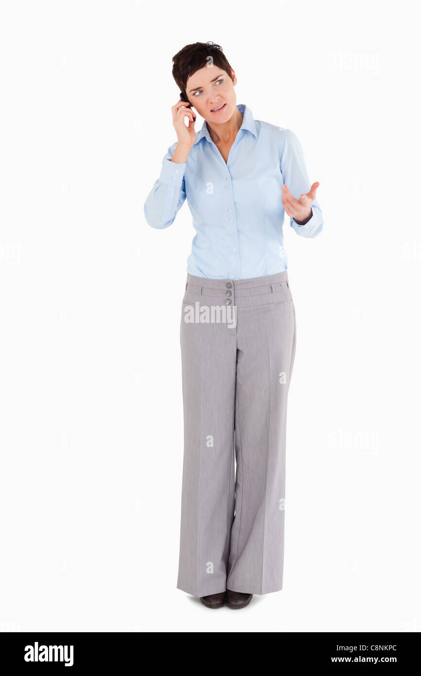 Unhappy woman making phone hi-res stock photography and images - Alamy