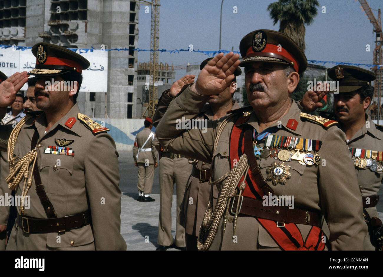 General Adnan Khairallah on the left, saluting on the occasion of the ...