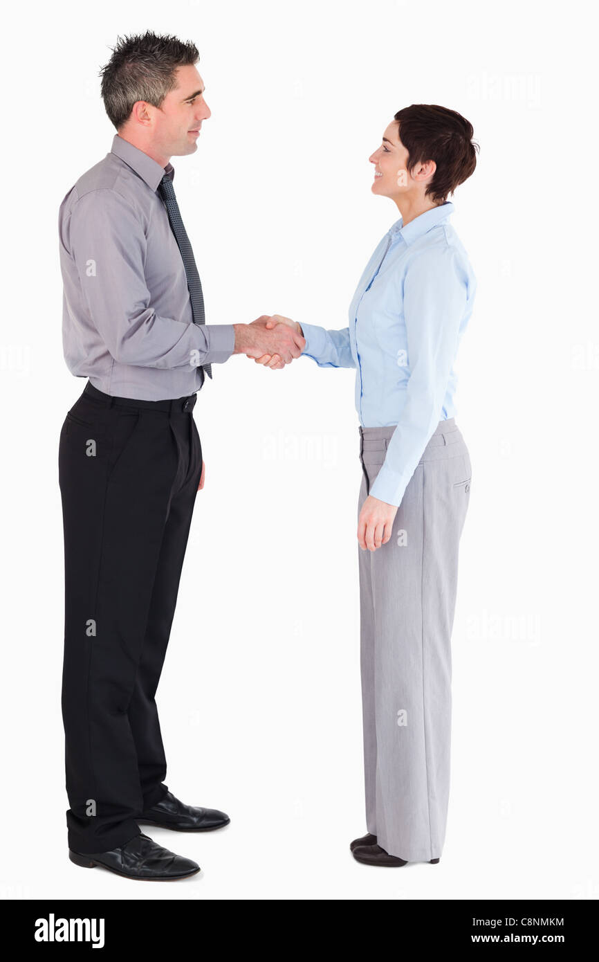 Managers shaking hands Stock Photo - Alamy