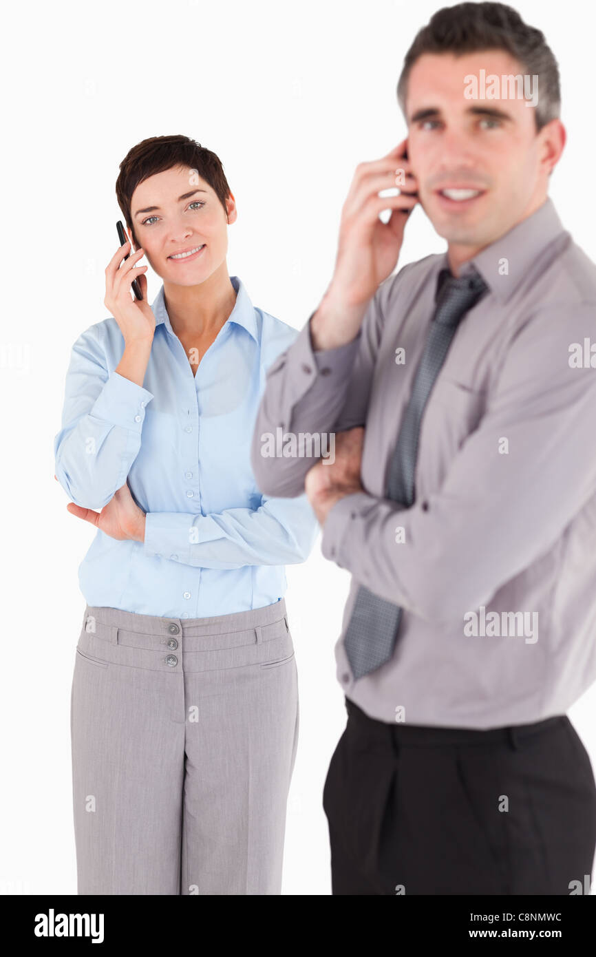 Portrait of a managers making a phone call Stock Photo - Alamy