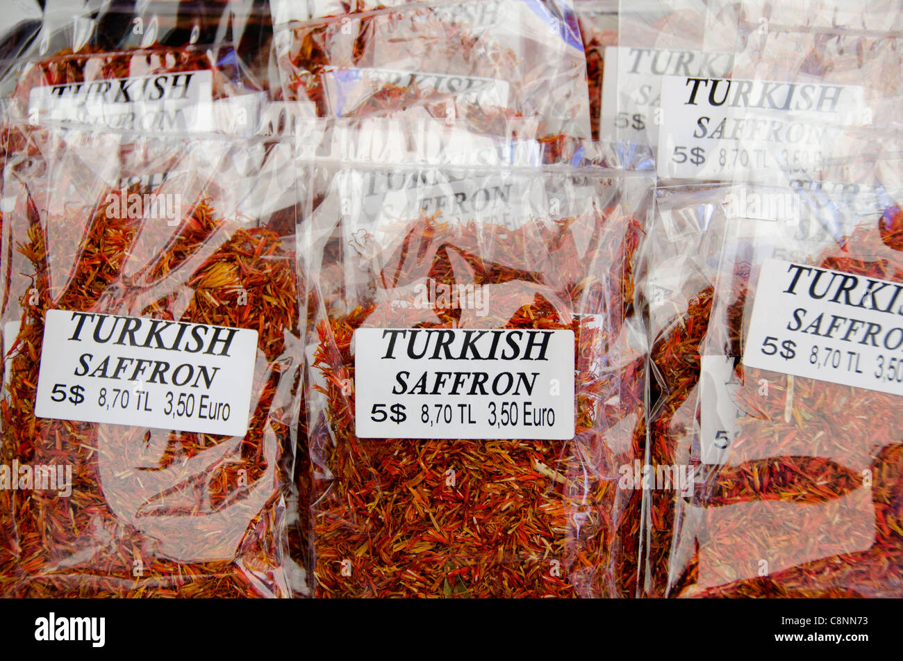Turkey, historic region of Paphlagonia, Sinop (aka Sinope). Local packages of saffron Stock ...