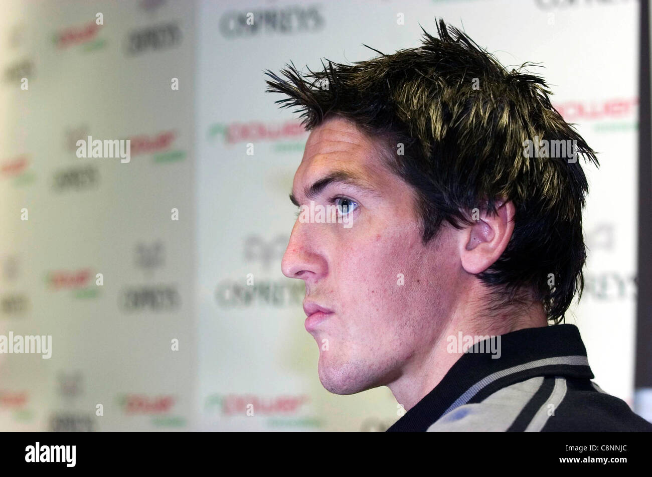 James Hook the Wales and former Ospreys rugby player speaking at a ...