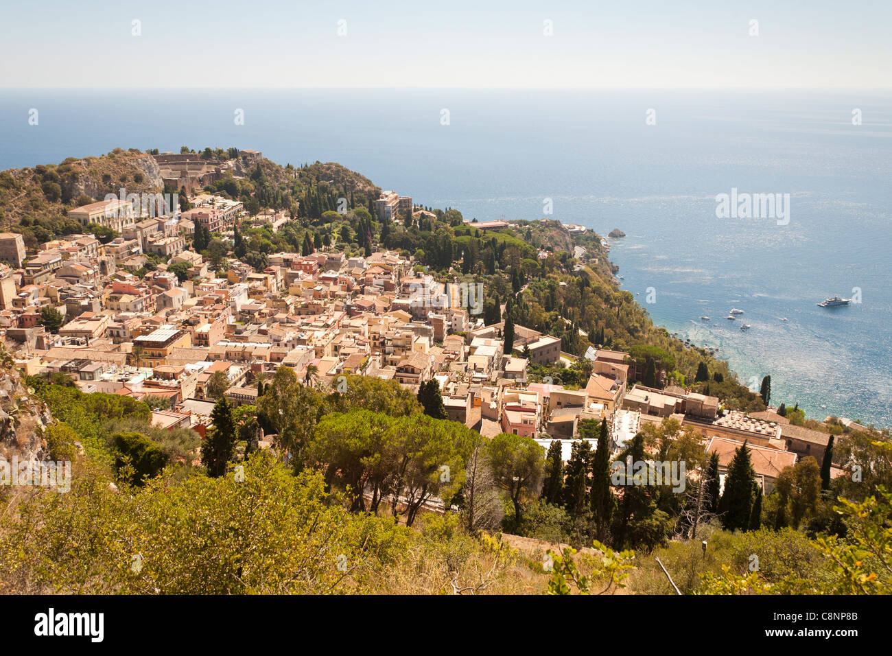 View of the town of Taormina, Sicily, Italy Stock Photo - Alamy