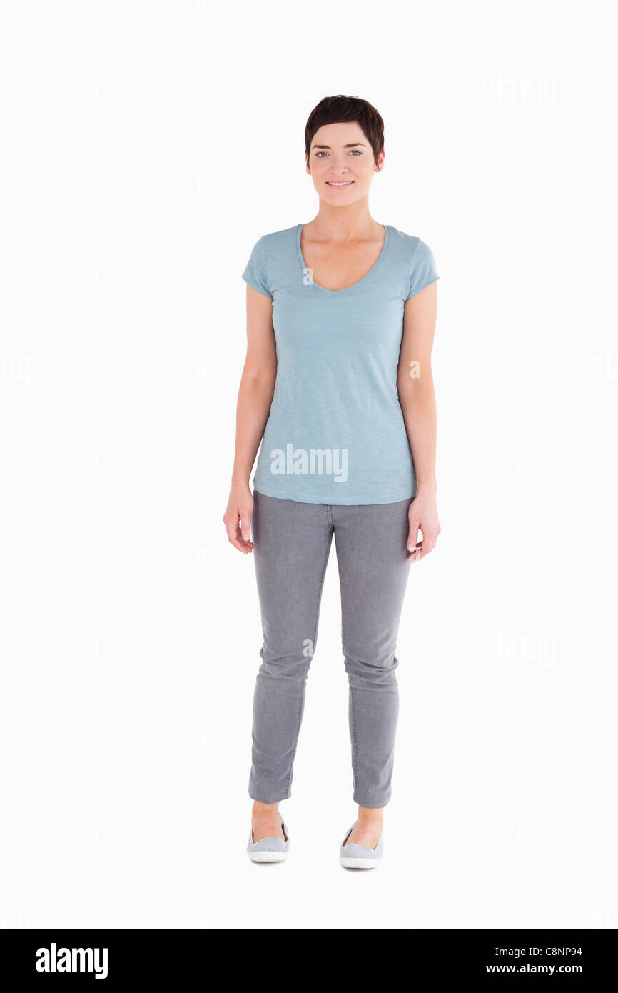 Good looking woman standing up Stock Photo - Alamy