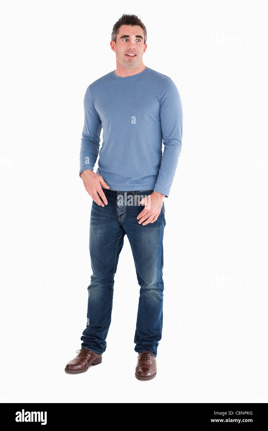 Surprised man posing Stock Photo - Alamy