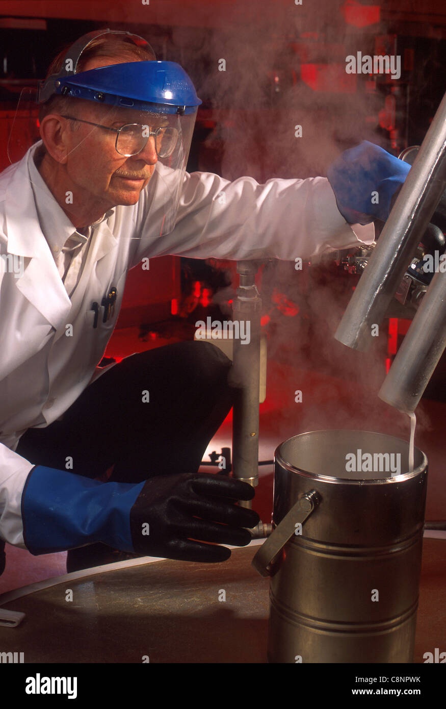 Chemist George Fanta, co-inventor of Fantesk, prepares to produce the ...