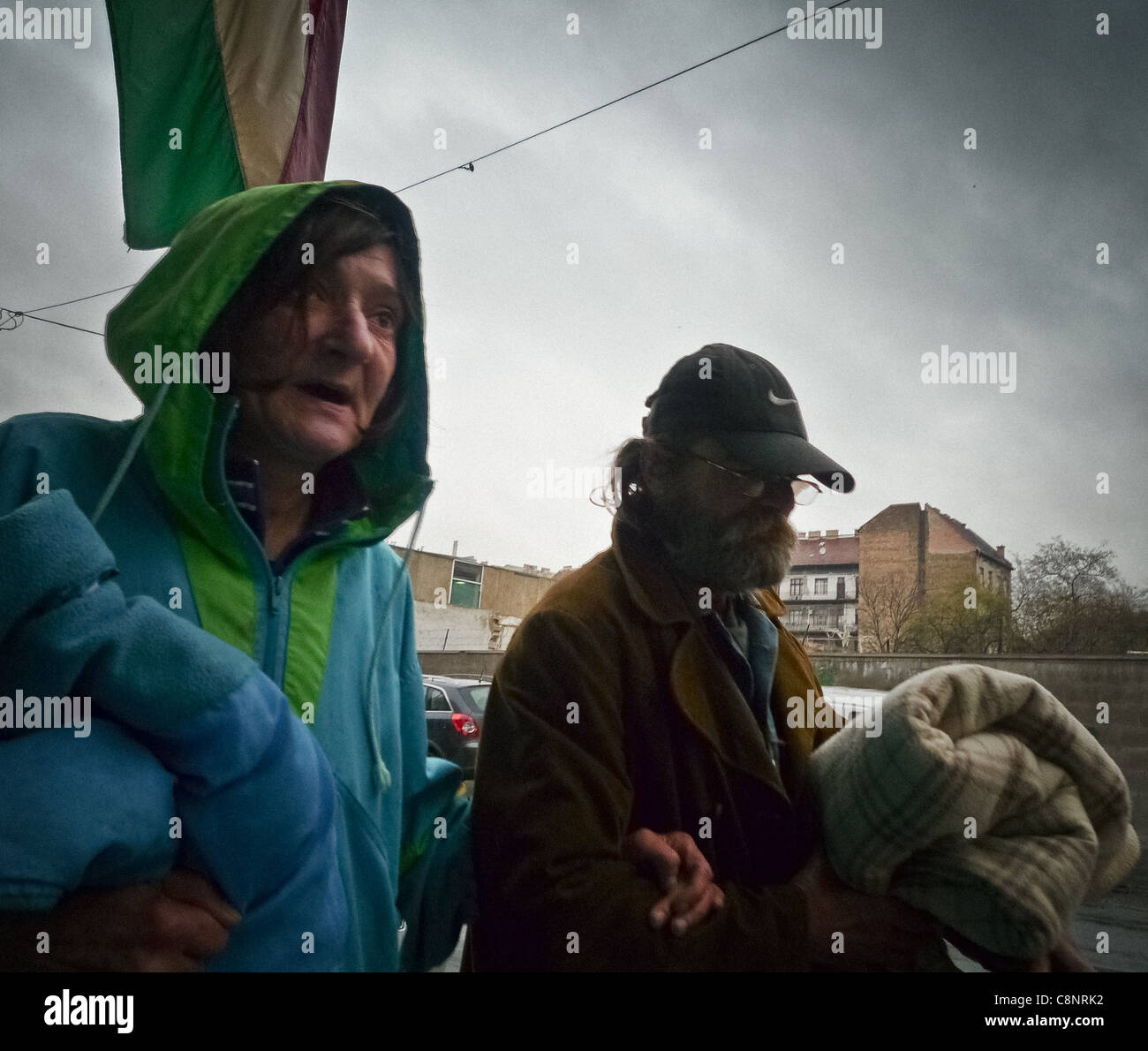 Reverend Gabor Ivanyi the hope of the poor Hungarians Homeless in front ...