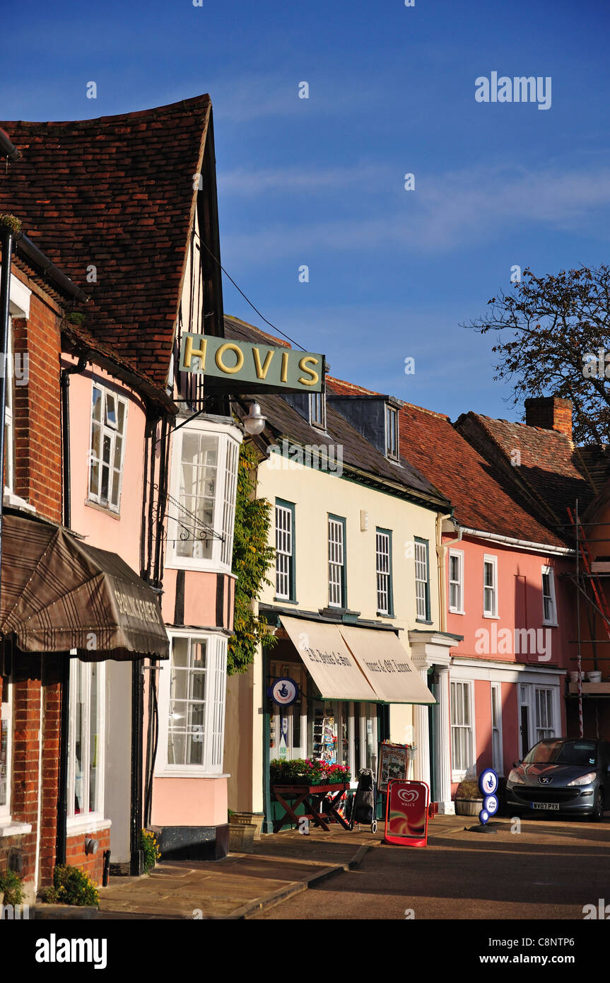 Medieval cottages, Market Square, Lavenham, Suffolk, England, United ...