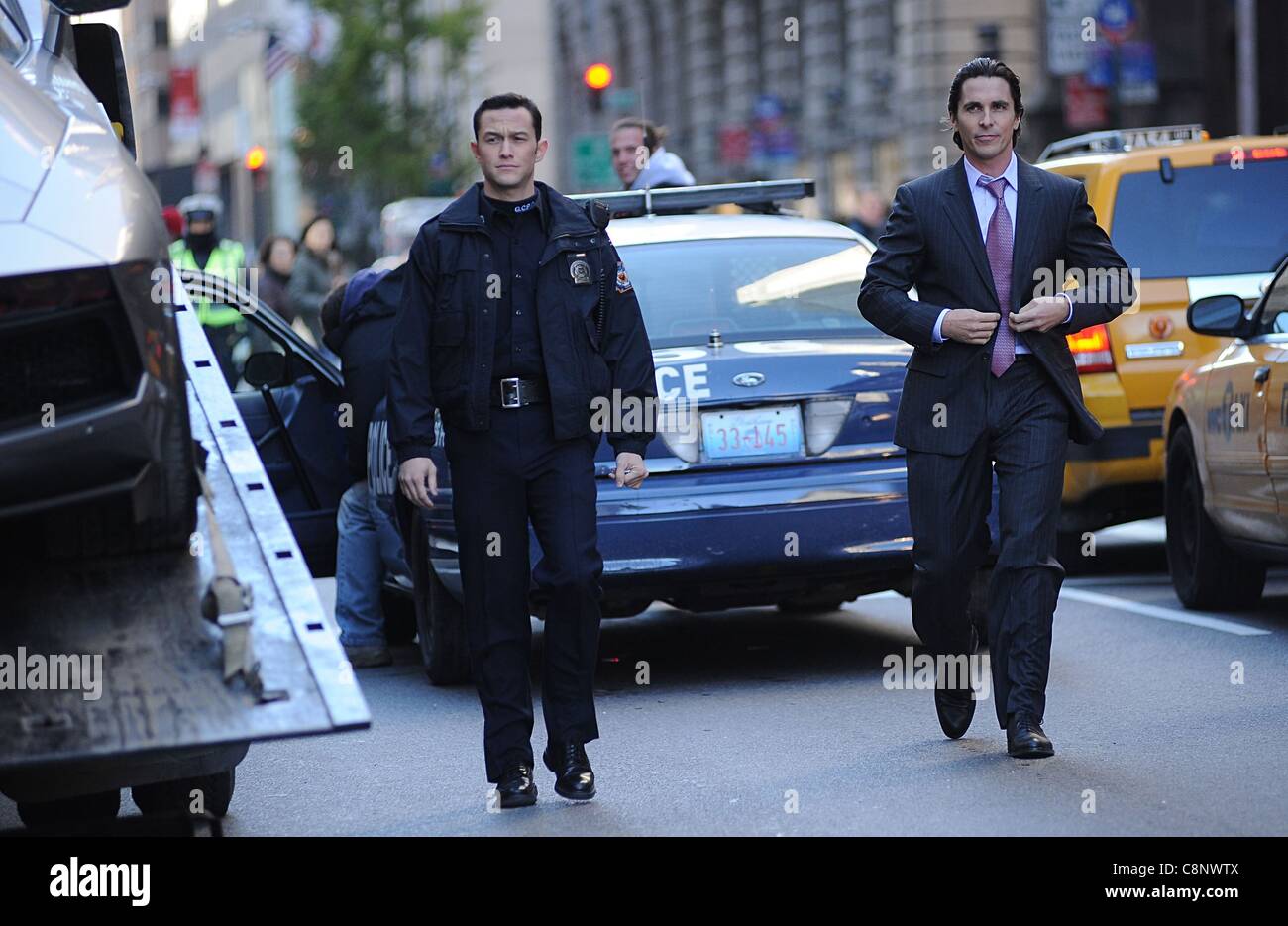 Joseph Gordon-Levitt, Christian Bale on location for THE DARK KNIGHT ...