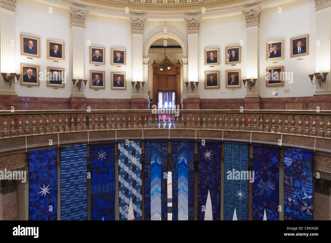 Gallery of Presidents displayed and banners hanging inside the rotunda ...