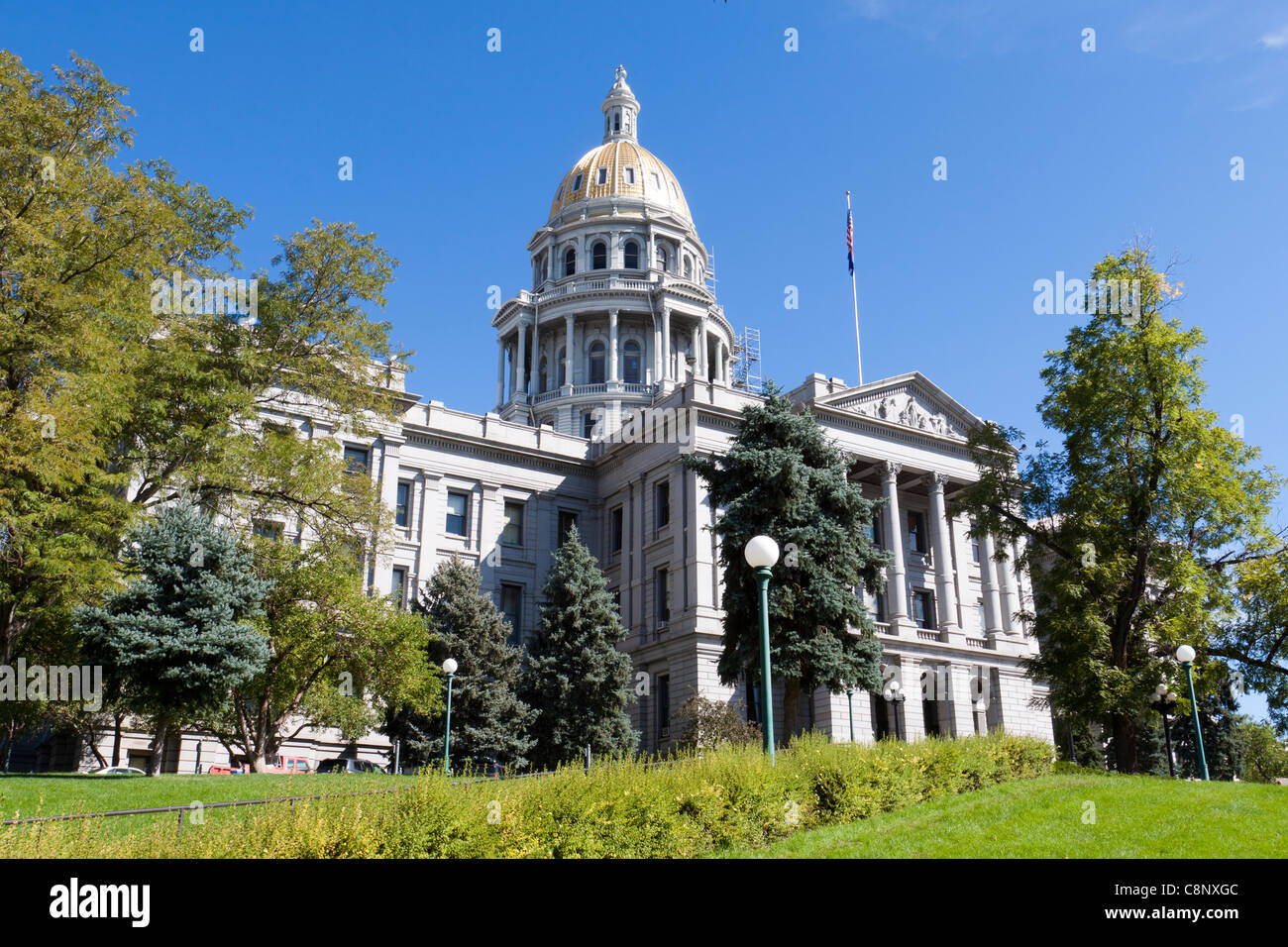 Front of the Colorado state capitol building with gold dome taken from ...