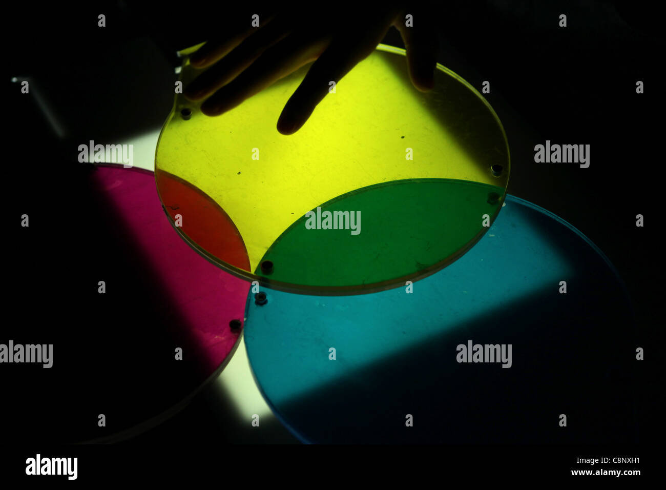 Young visitor studies colour mixing at the Science Centre Spectrum in ...