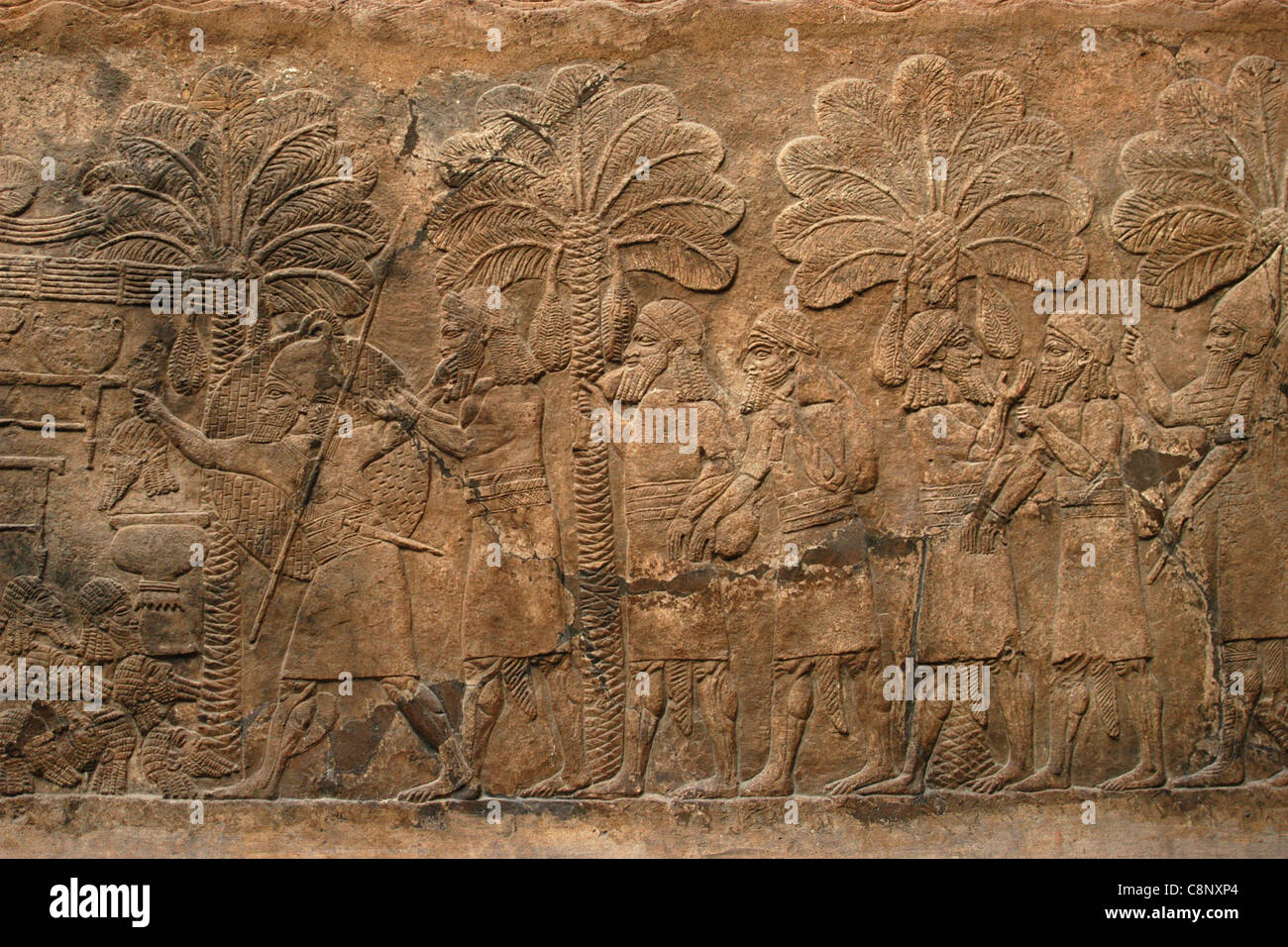 Assyrian Warriors Throwing Enemies Heads. Relief from the Royal Palace ...