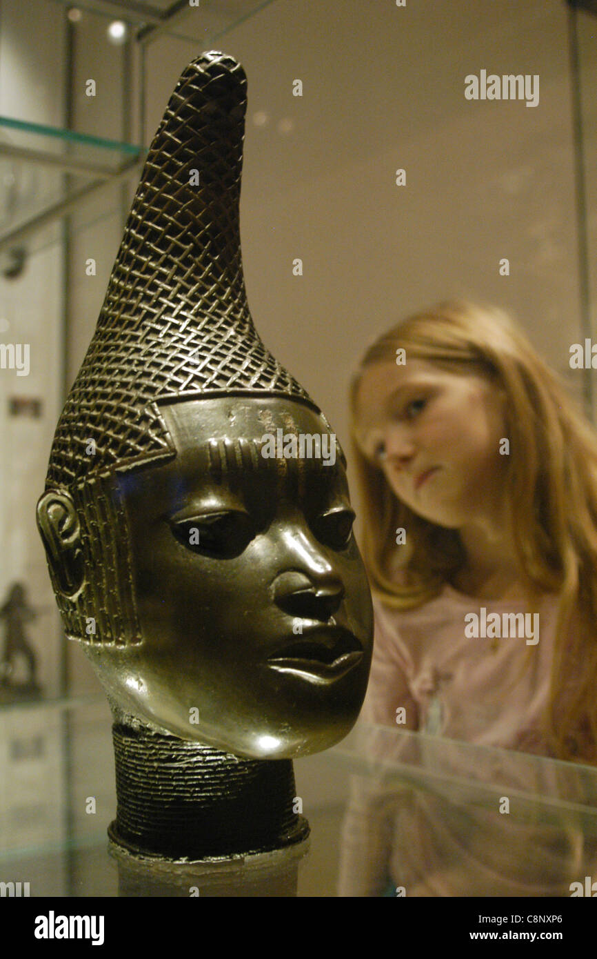 Bronze head of the Queen seen at the British Museum in London, England ...