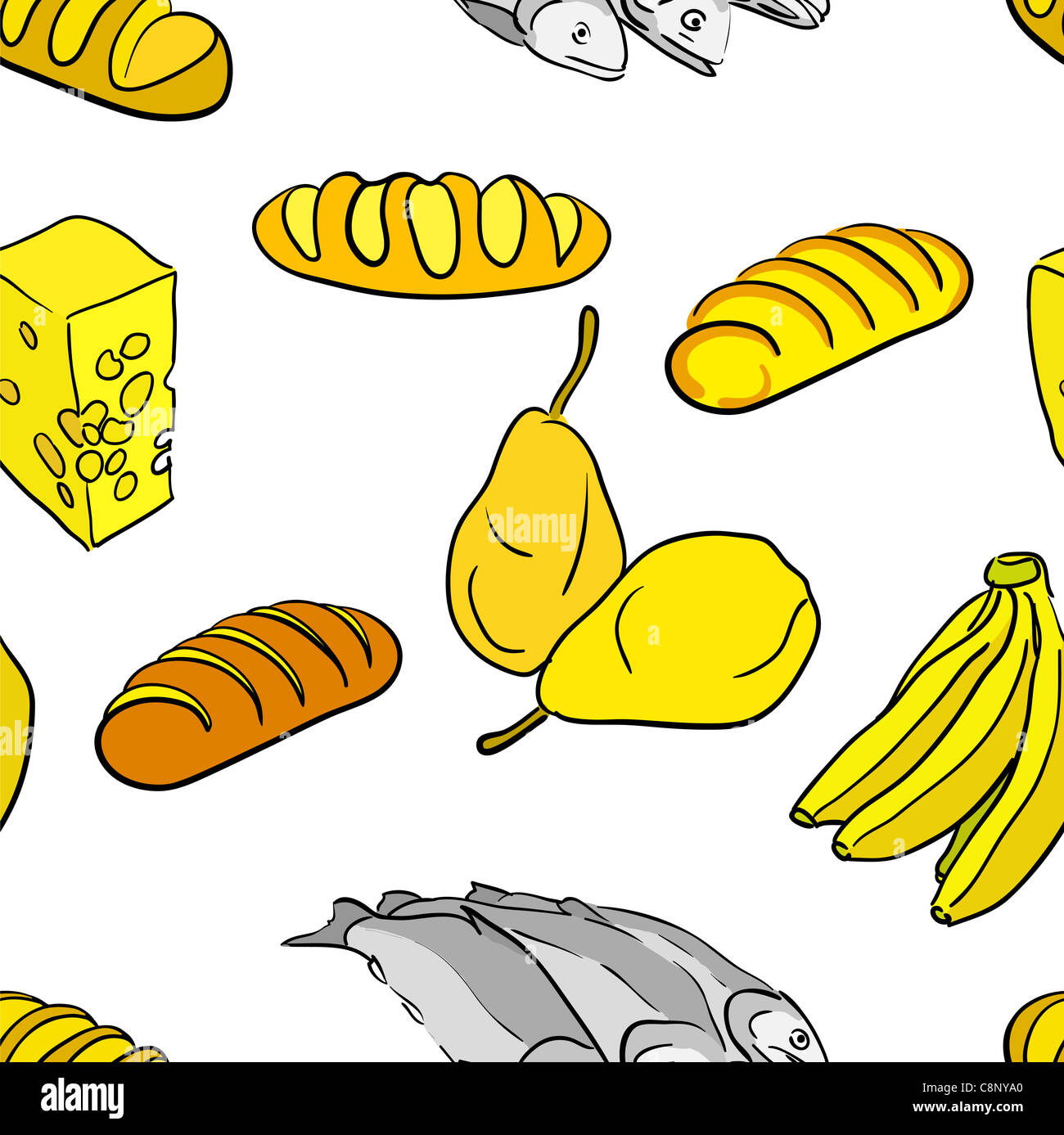 big collection of hand drawn food Stock Photo - Alamy