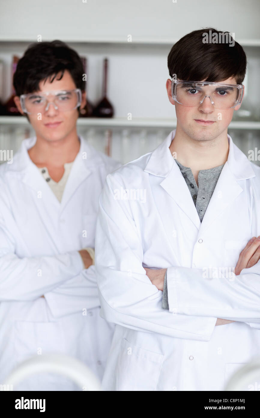 Portrait of serious male scientists posing Stock Photo - Alamy