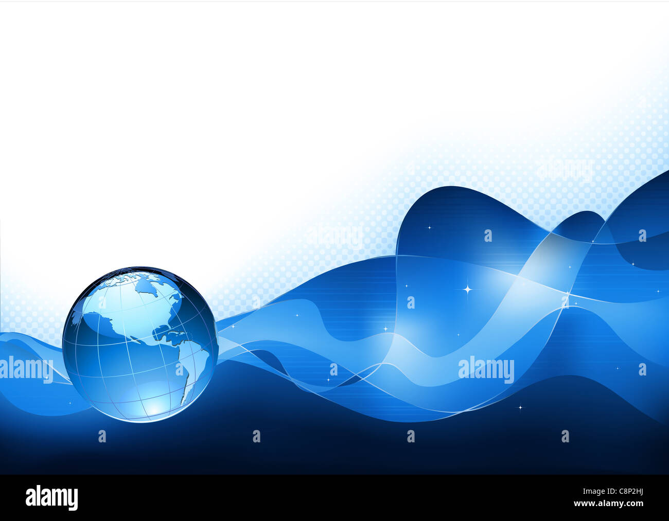 illustration of abstract blue Background with Glossy Earth Globe Stock ...