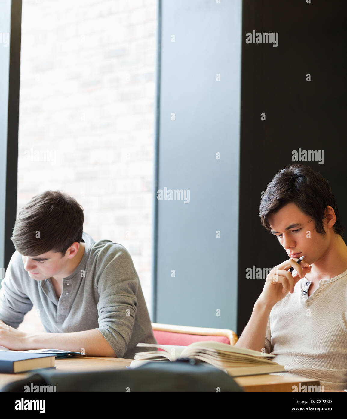 Young male students working Stock Photo - Alamy