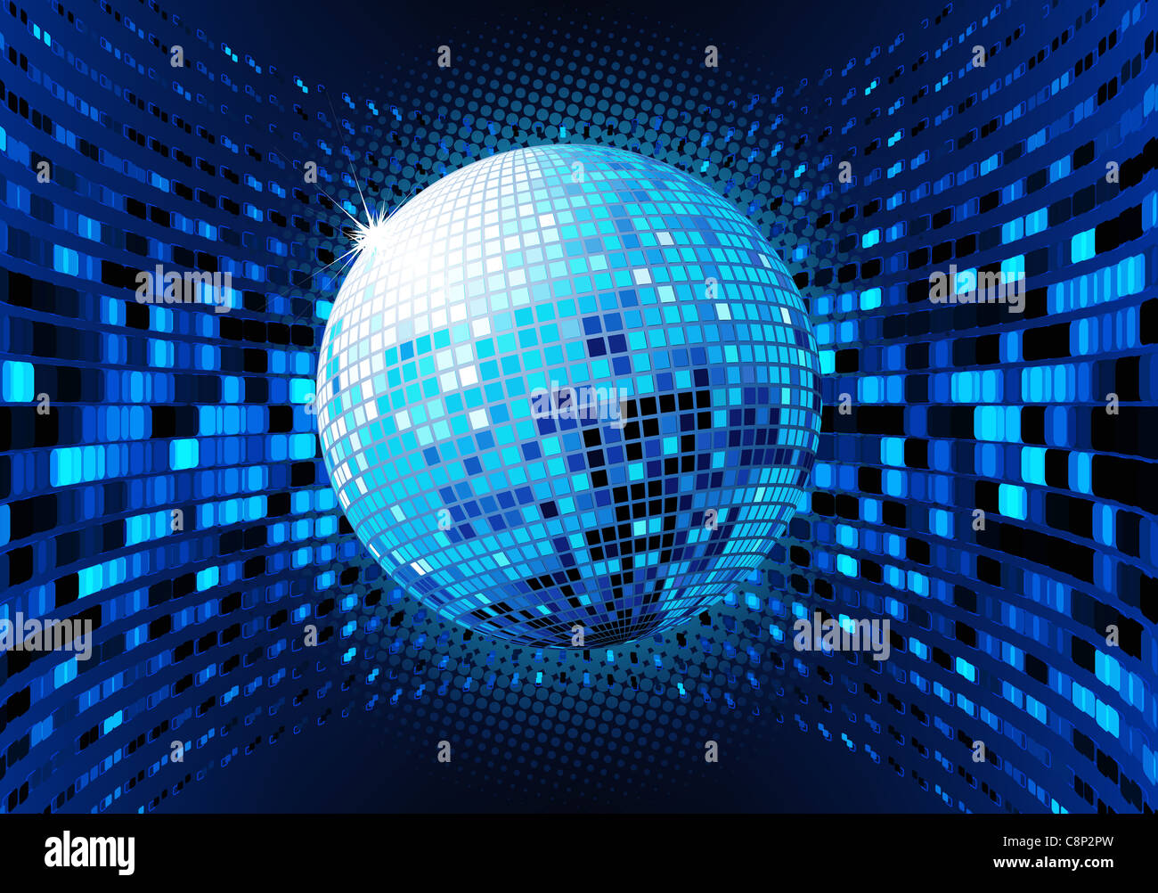 illustration of abstract blue party Background with glowing lights and ...