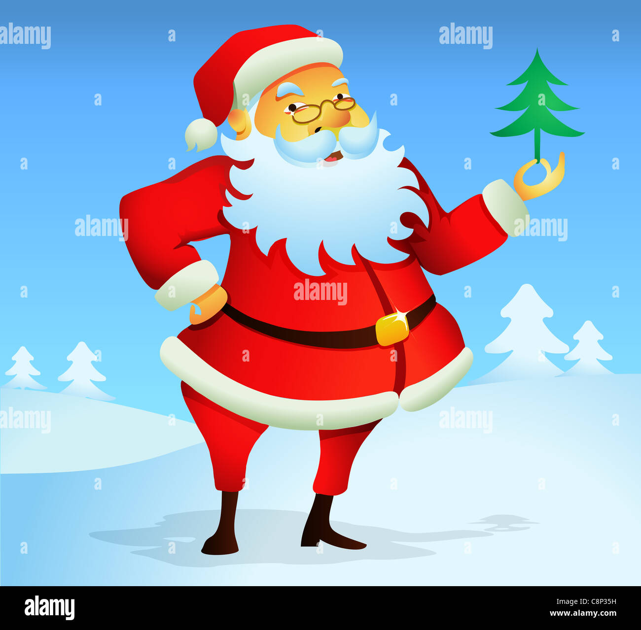 illustration of Christmas background with cool Santa Claus Stock Photo ...