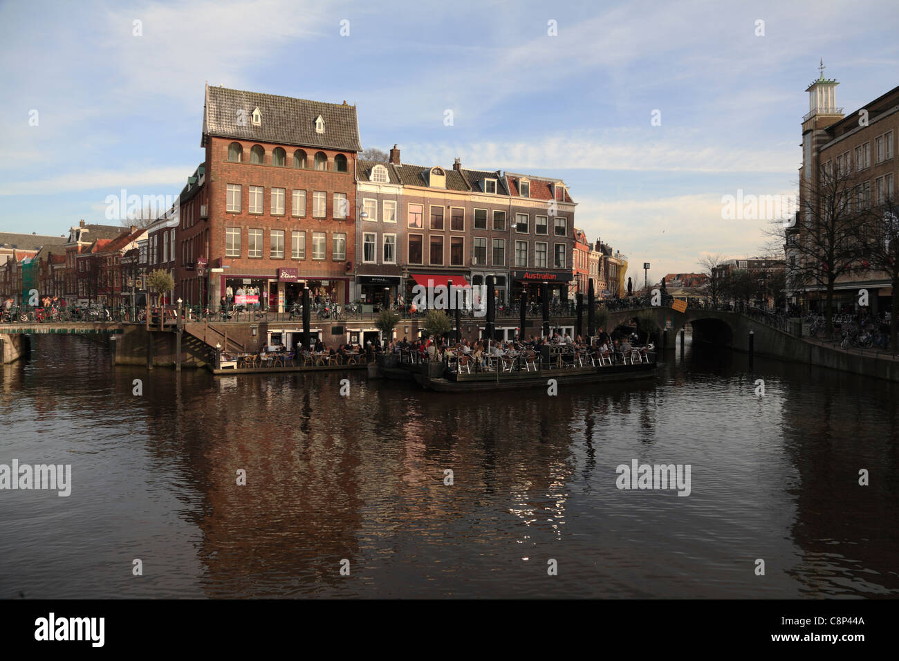 Overlooking the junction of Oude and Nieuwe Rijn rivers in the centre ...