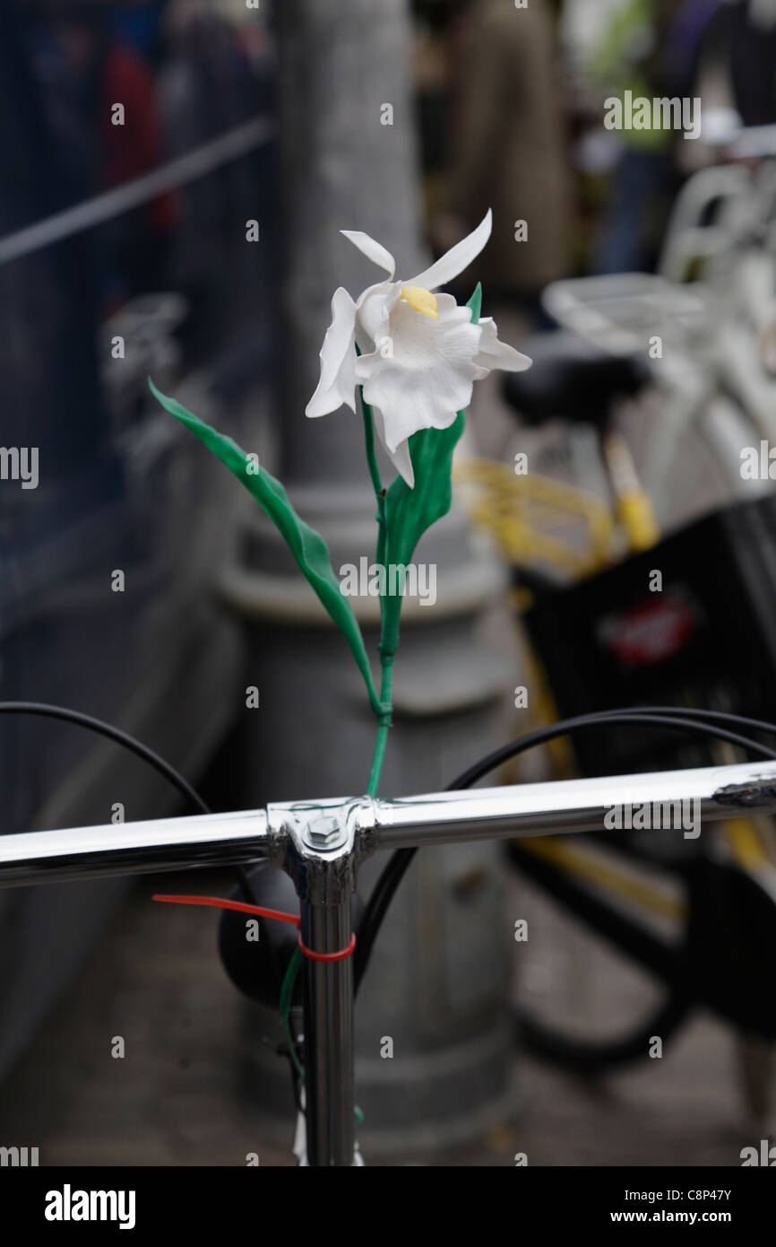 Old dutch bike closeup detail handlebars handlebar decorated with ...