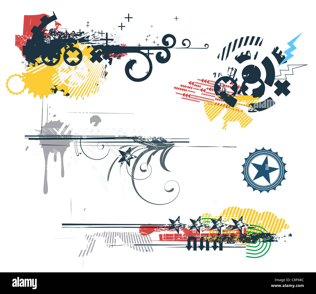 set of Grunge Design Elements Stock Photo - Alamy